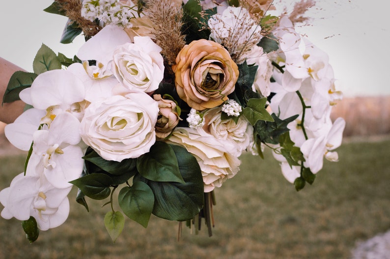 Wedding Bouquet Peach Peonies Boho Bouquet Brides Bouquet - Etsy