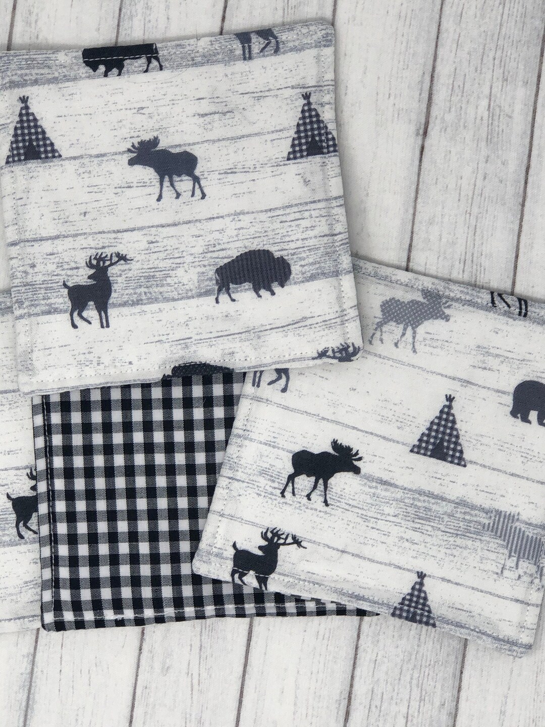 Deer Moose Reversible Drink Coasters / Hunting Decor / Moose / Buffalo ...