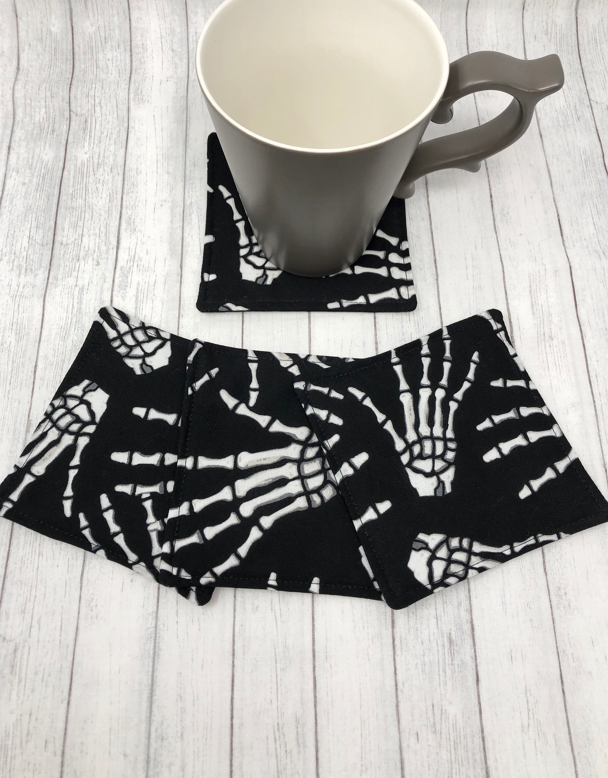 Skeleton Hands Gothic Halloween Fabric Drink Coasters / Mug - Etsy