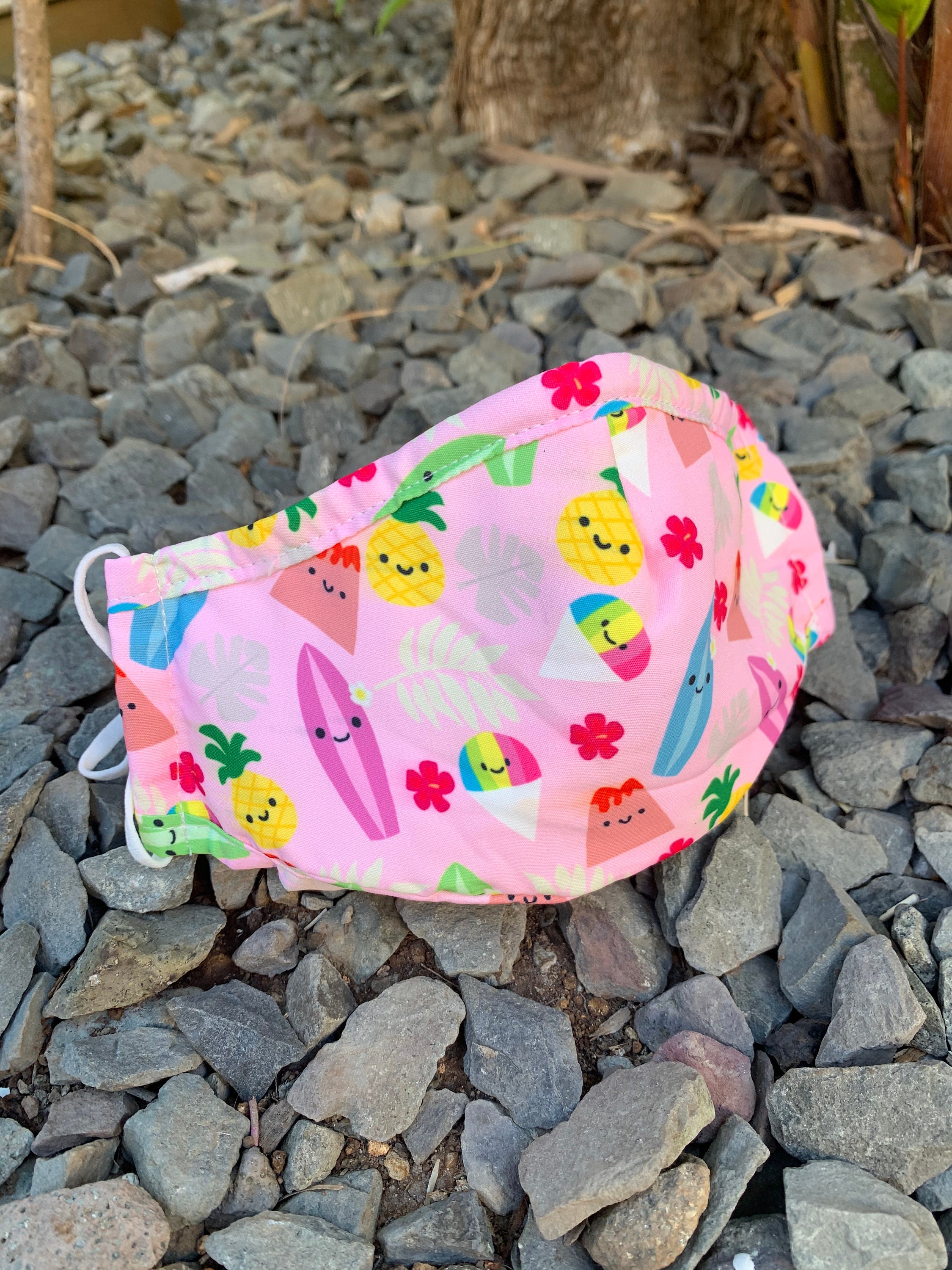 Shaved Ice face mask pink pineapple volcano100%cotton washable | Etsy