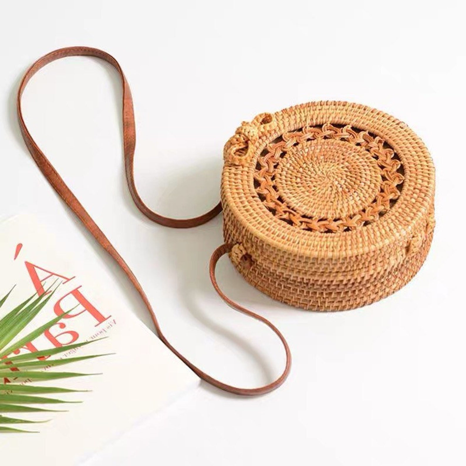 Round Straw Bag Round Beach Bag Round Rattan Bag Round | Etsy