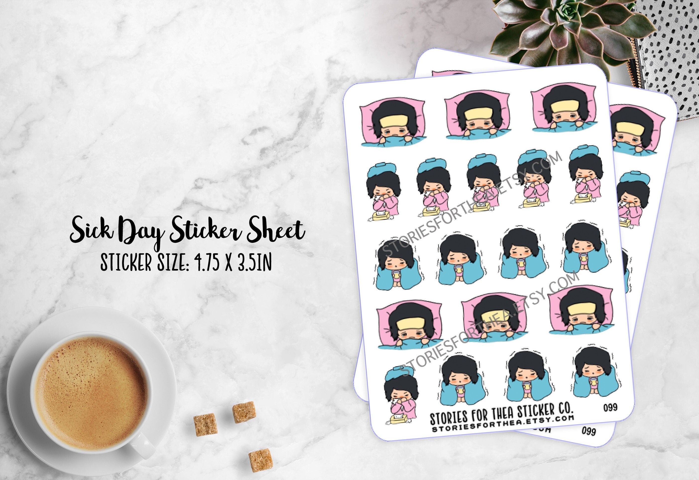099 Sick Day Sticker Sheet - Etsy UK