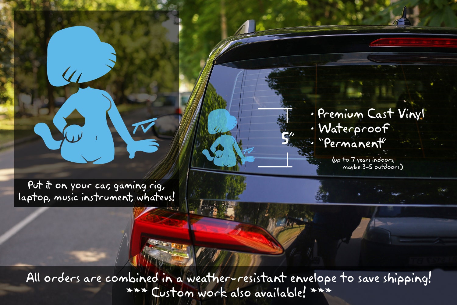 5 Blue Cat Vinyl Sticker. Decal for Car, Computer, Guitar Etc. - Etsy