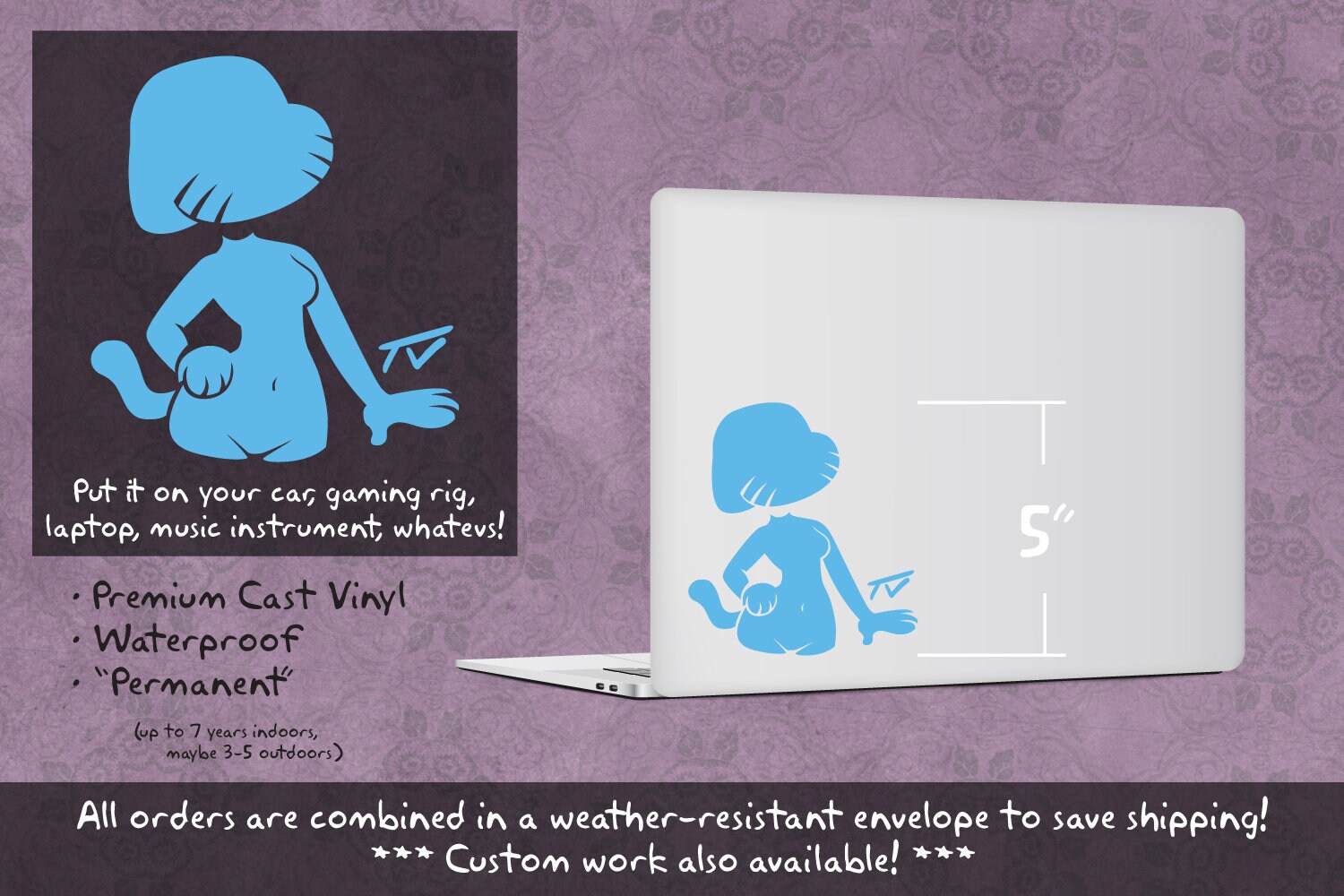 5" Blue Cat Vinyl Sticker. Decal for Car, Computer, Guitar Etc. - Etsy