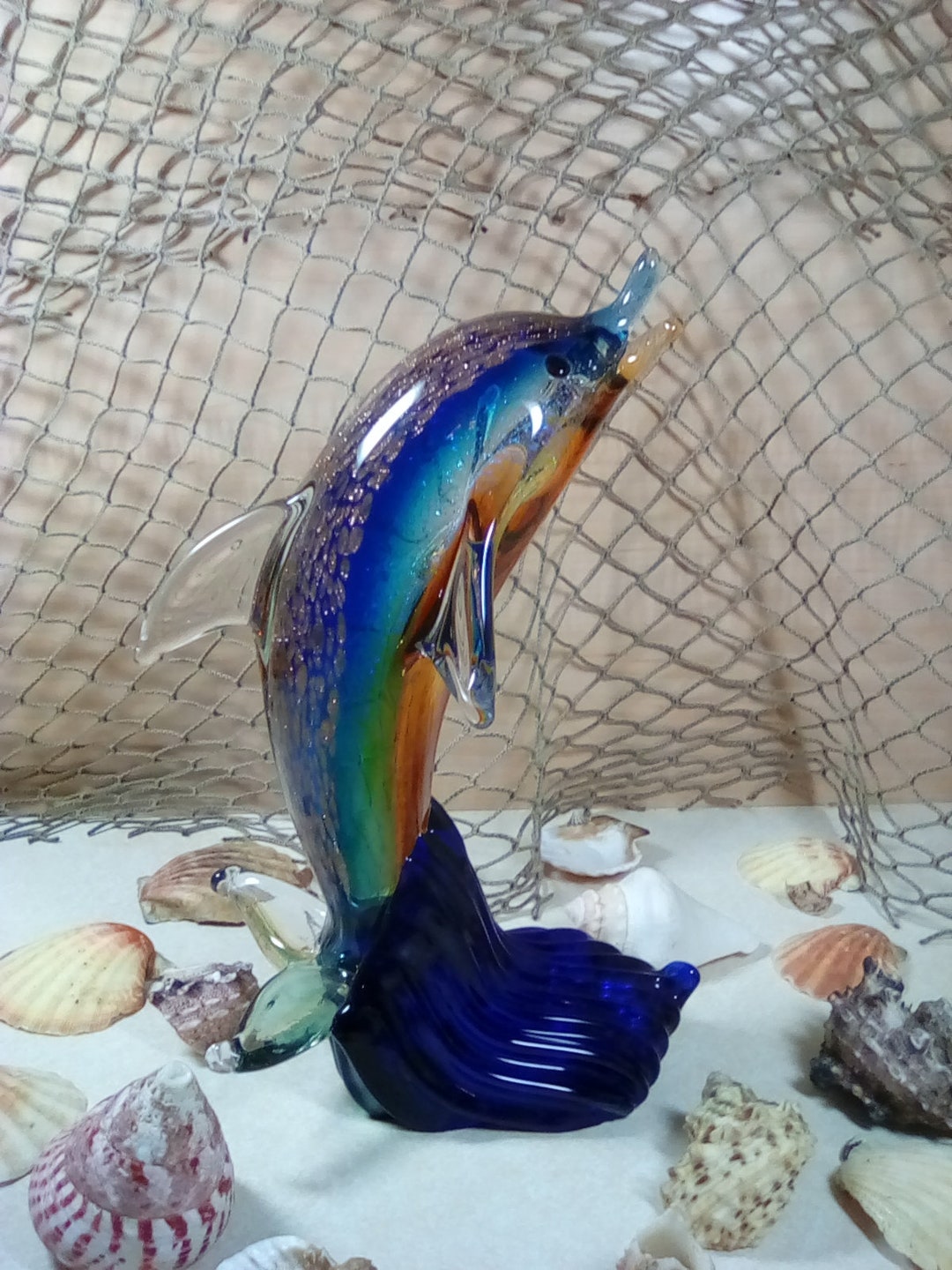 Beautiful Art Glass Leaping Dolphin on a Wave Figurine - Etsy