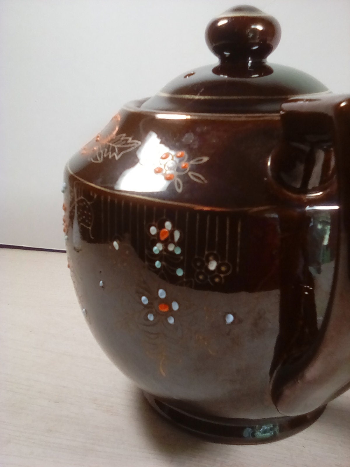 2 Dark Brown Tea Pots With Raised Dots | Etsy