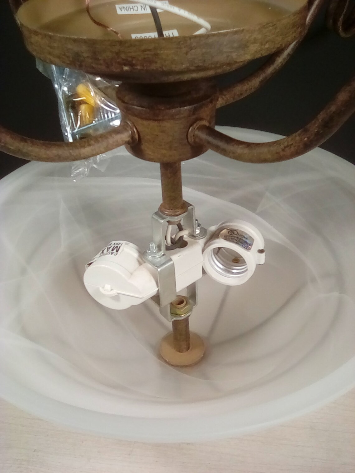 Frosted Swirl Glass Design Metal Base Light Fixture - Etsy