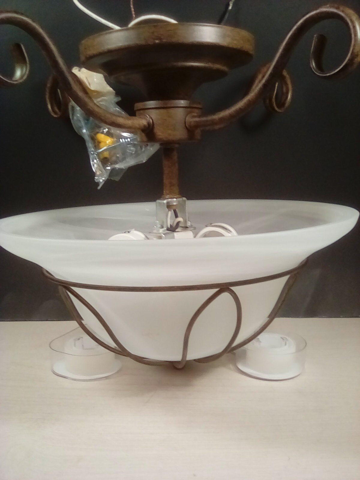 Frosted Swirl Glass Design Metal Base Light Fixture - Etsy