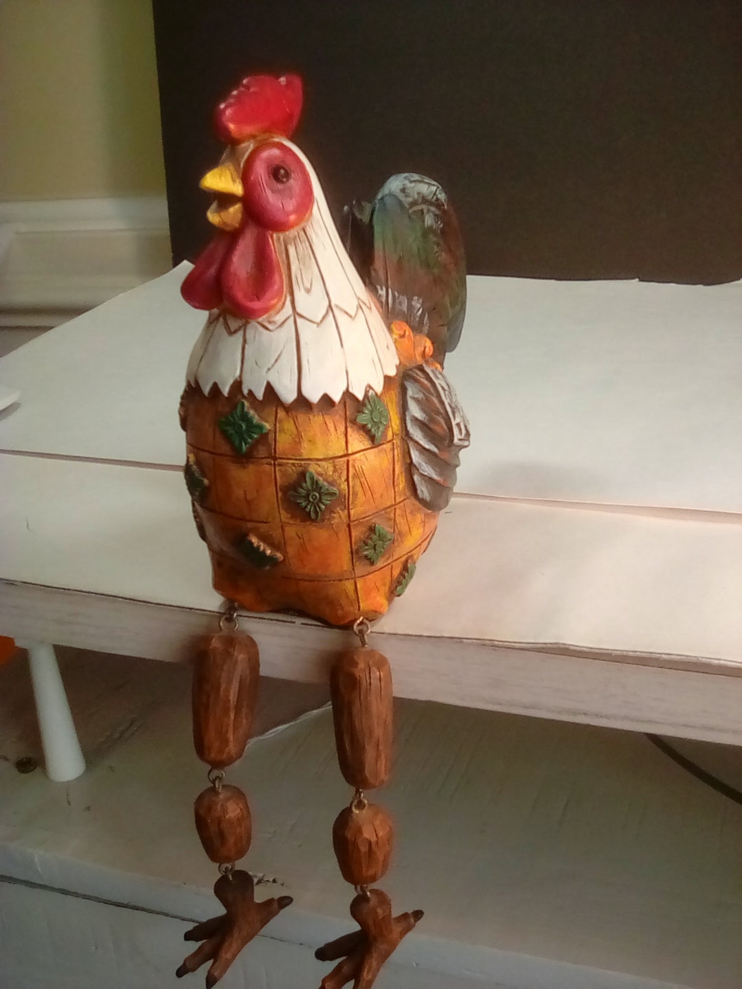 Happy Rooster Figurine Shelf Sitting Bird - Etsy