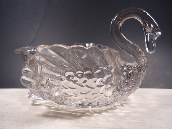 Glass Swan Candy / Nut Dish | Etsy