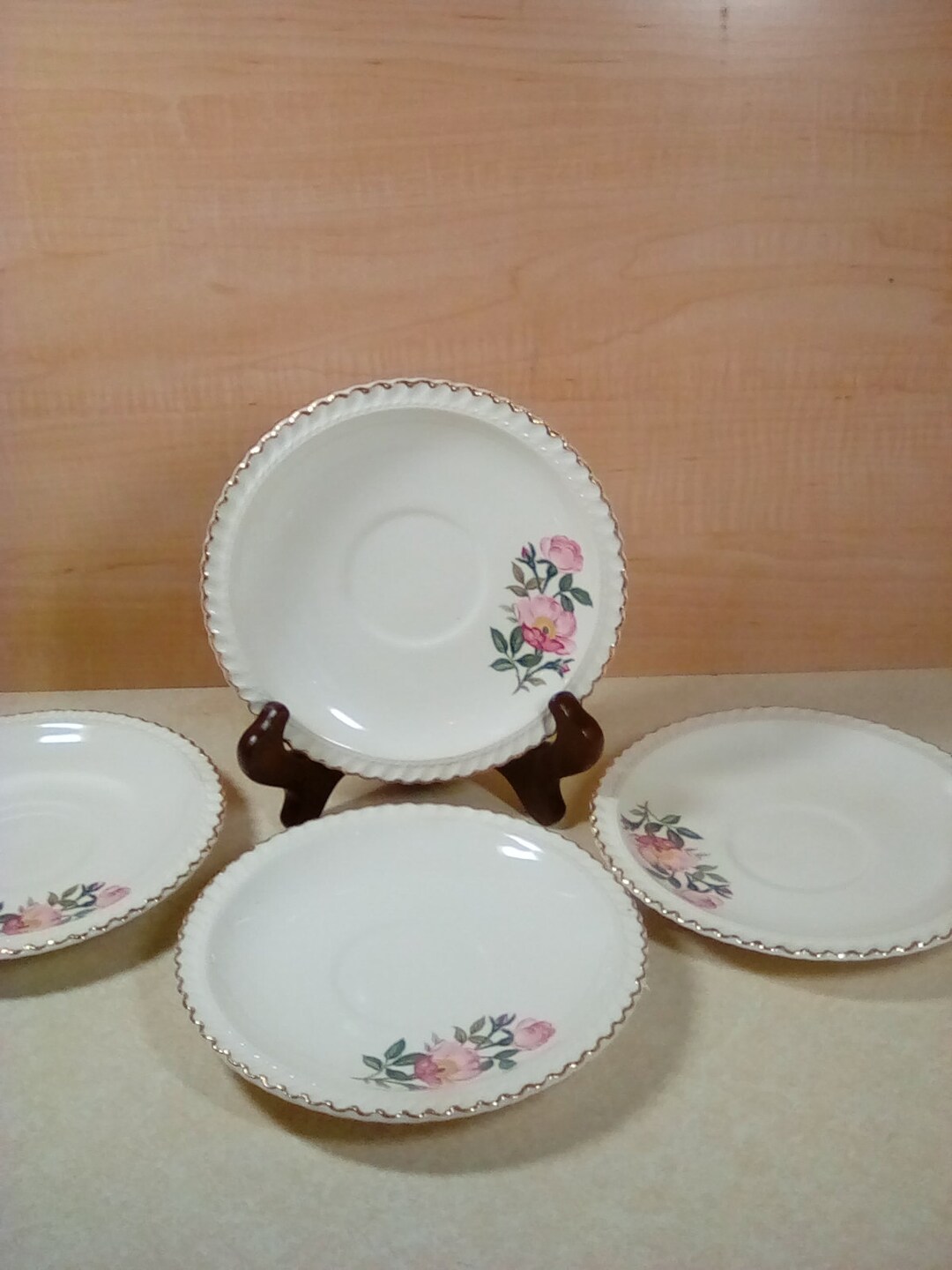 Set 4 Harker Pottery Co.saucers 22 Kt.gold Trim - Etsy