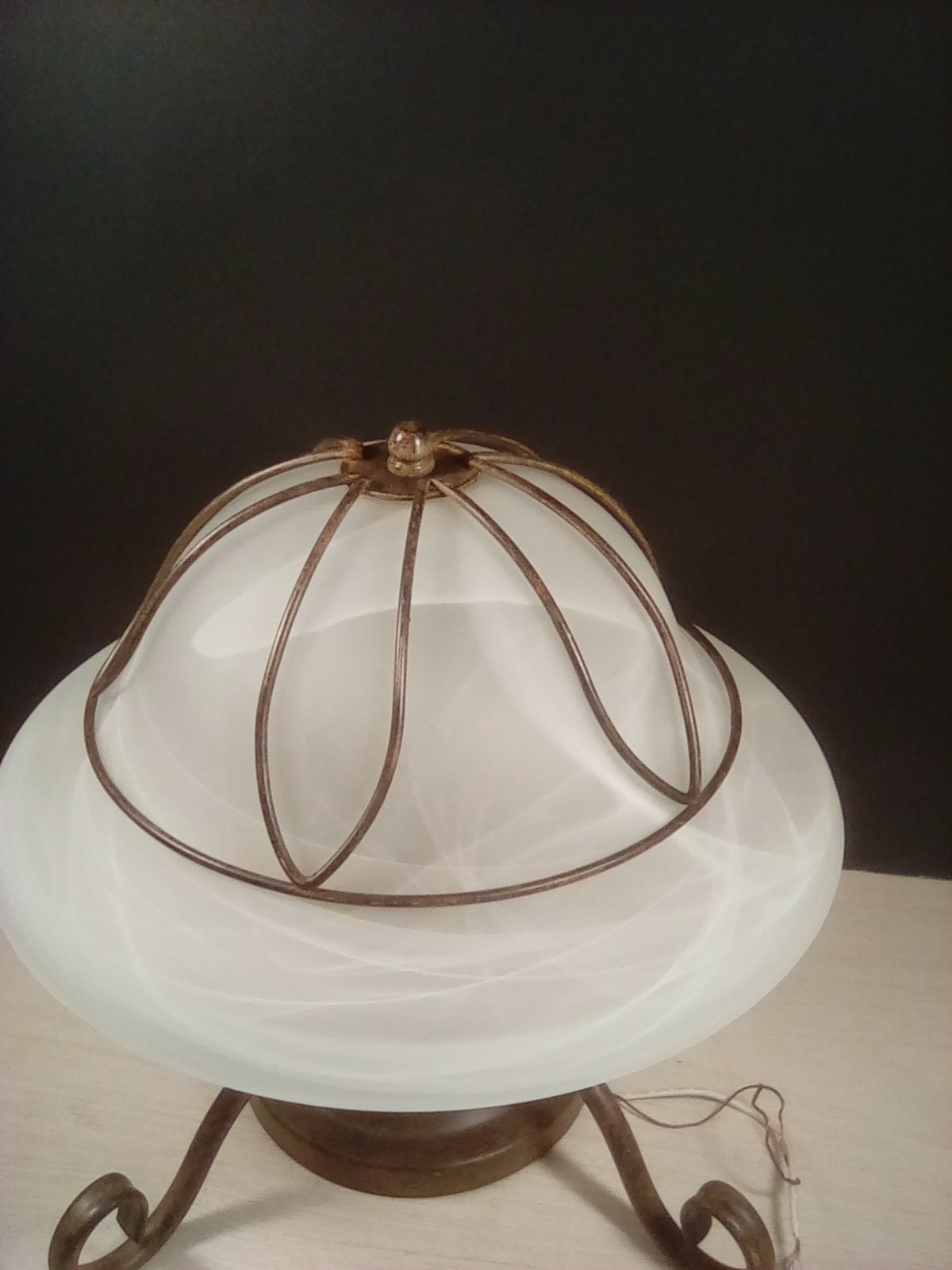 Frosted Swirl Glass Design Metal Base Light Fixture - Etsy