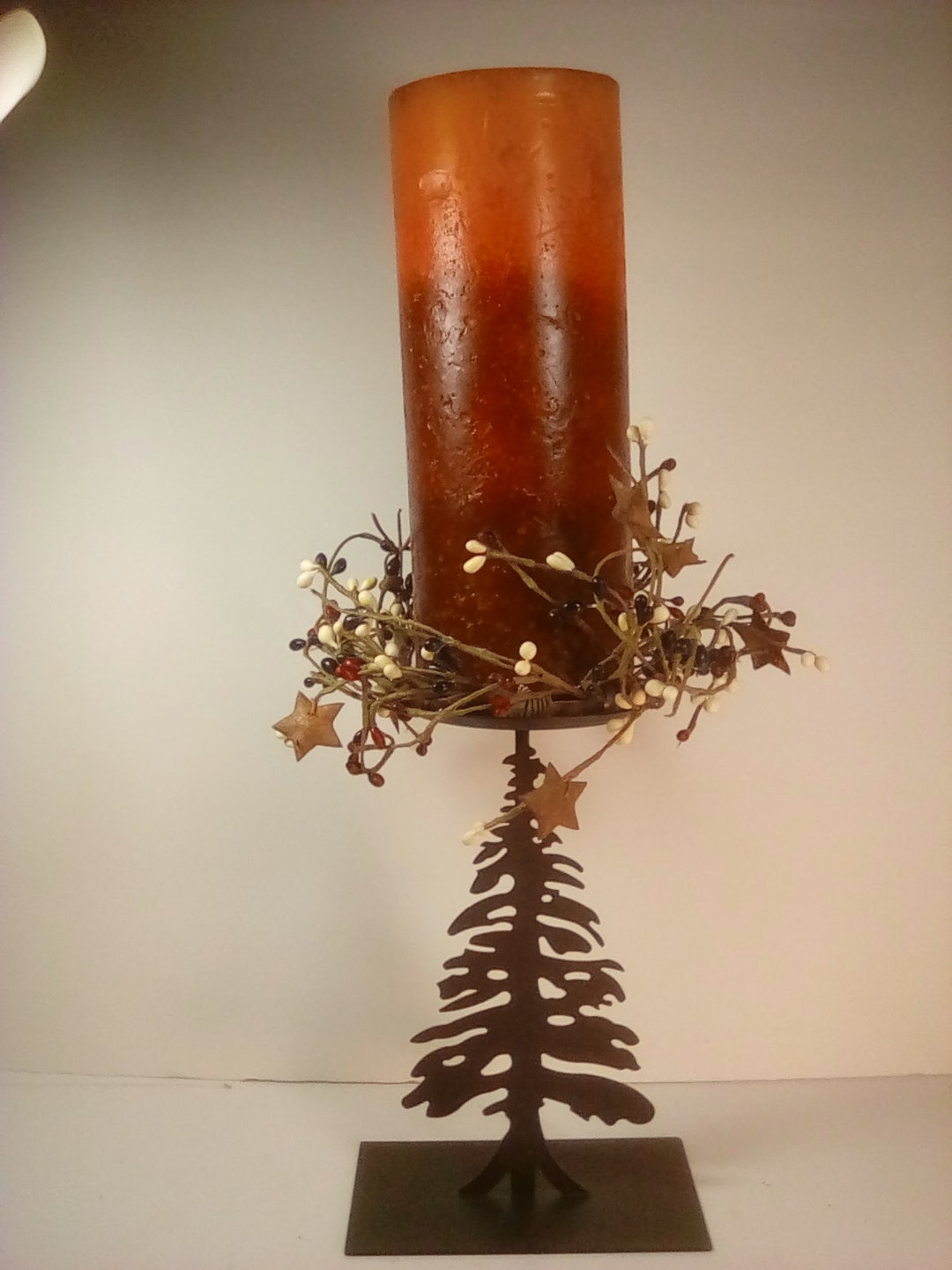 Rustic Metal Tree Candle Holder - Etsy