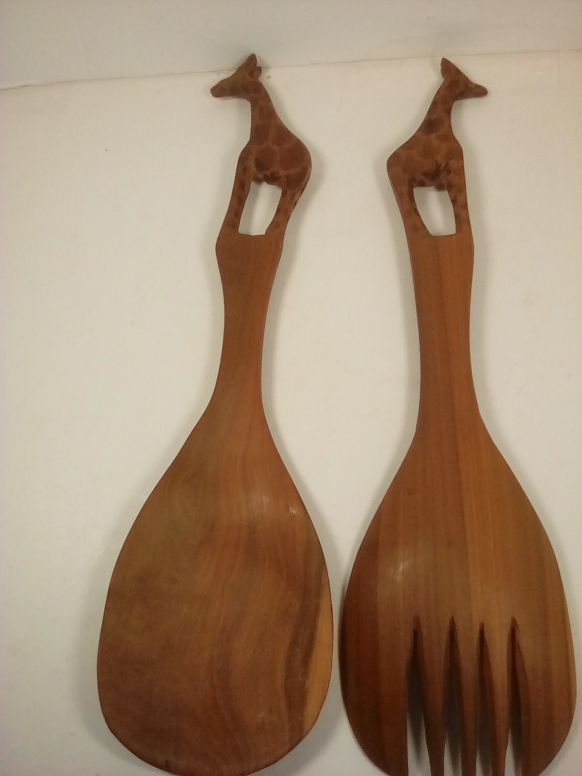 Safari Look Giraffe Carved Wooden Fork & Spoon - Etsy