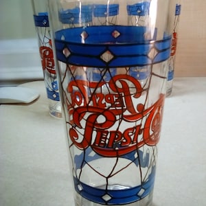 Set of 4 Pepsi Cola Stained Glass Look Collector Glasses - Etsy