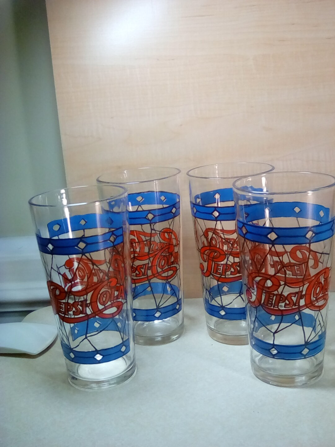 Set of 4 Pepsi Cola Stained Glass Look Collector Glasses - Etsy