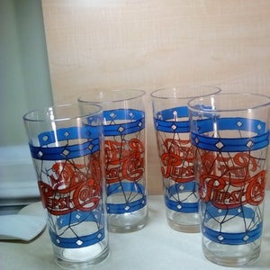 Set of 4 Pepsi Cola Stained Glass Look Collector Glasses - Etsy