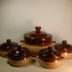 Set of 5 Covered Stone Ware Soup Bowls - Etsy