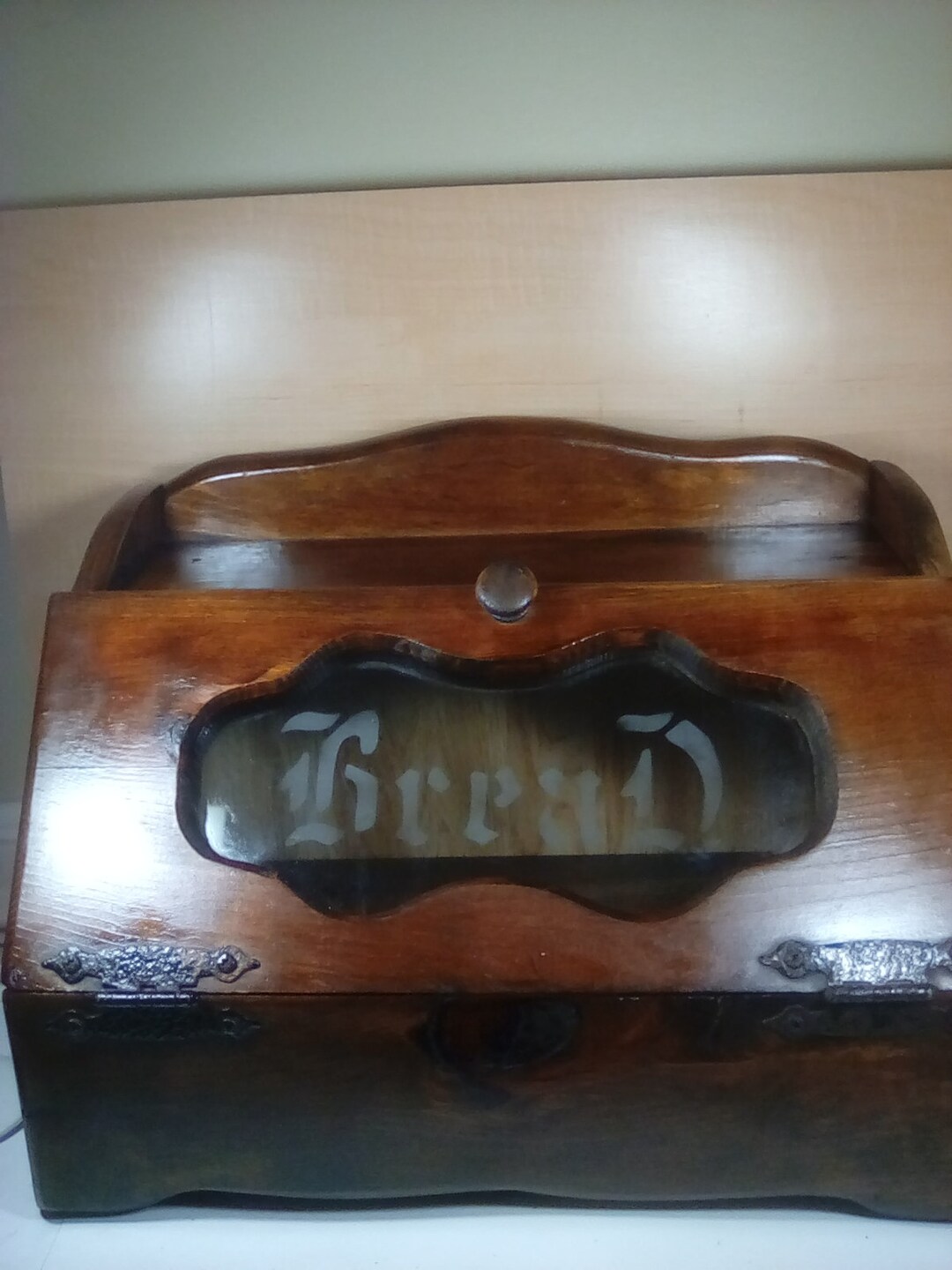 Vintage Wooden Bread Box Pull Down Door - Etsy