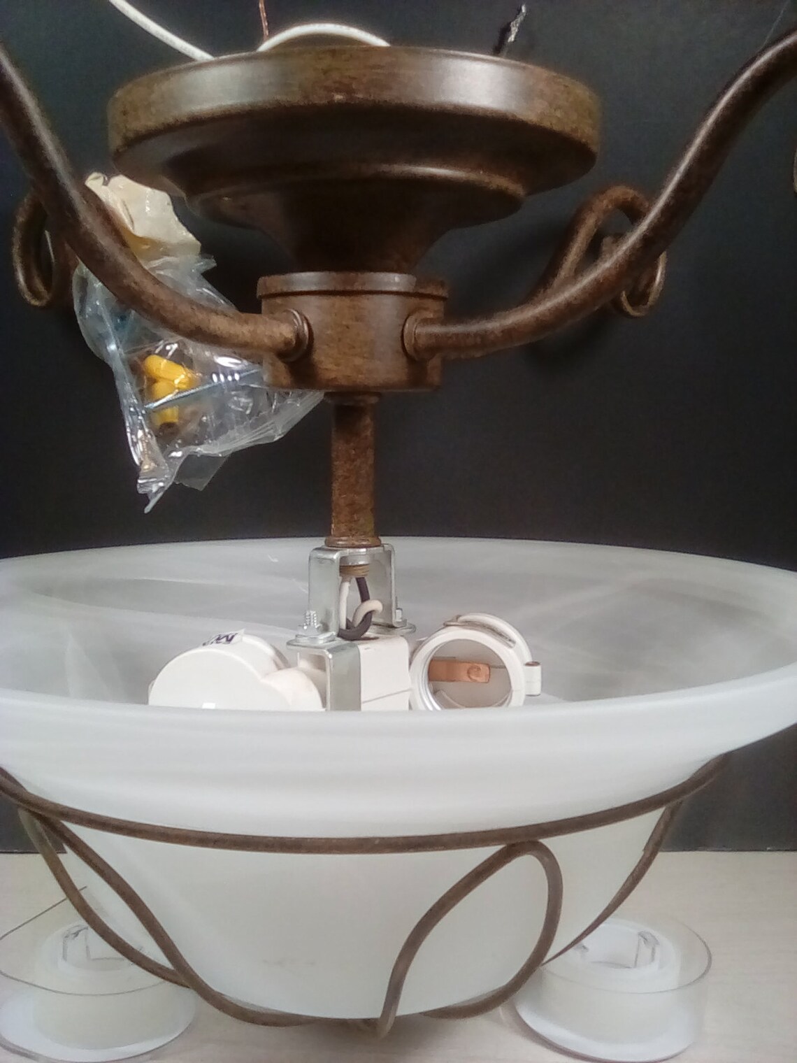 Frosted Swirl Glass Design Metal Base Light Fixture - Etsy