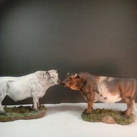 Tiny 2" L Blue Bull Figurines Cow Miniature Blown Glass Bulls Figures ...