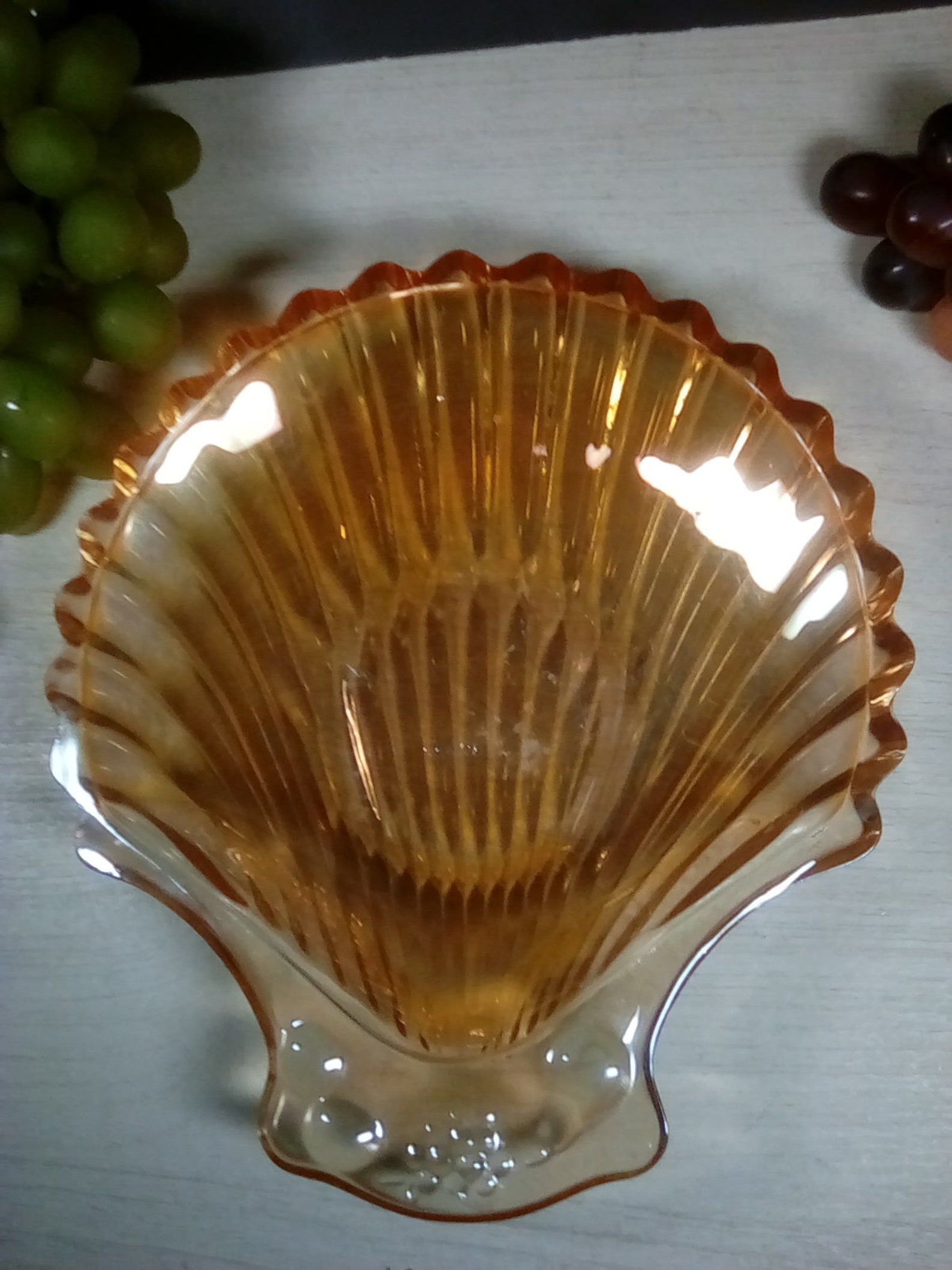 Shell Shape Carnival Glass Dish - Etsy