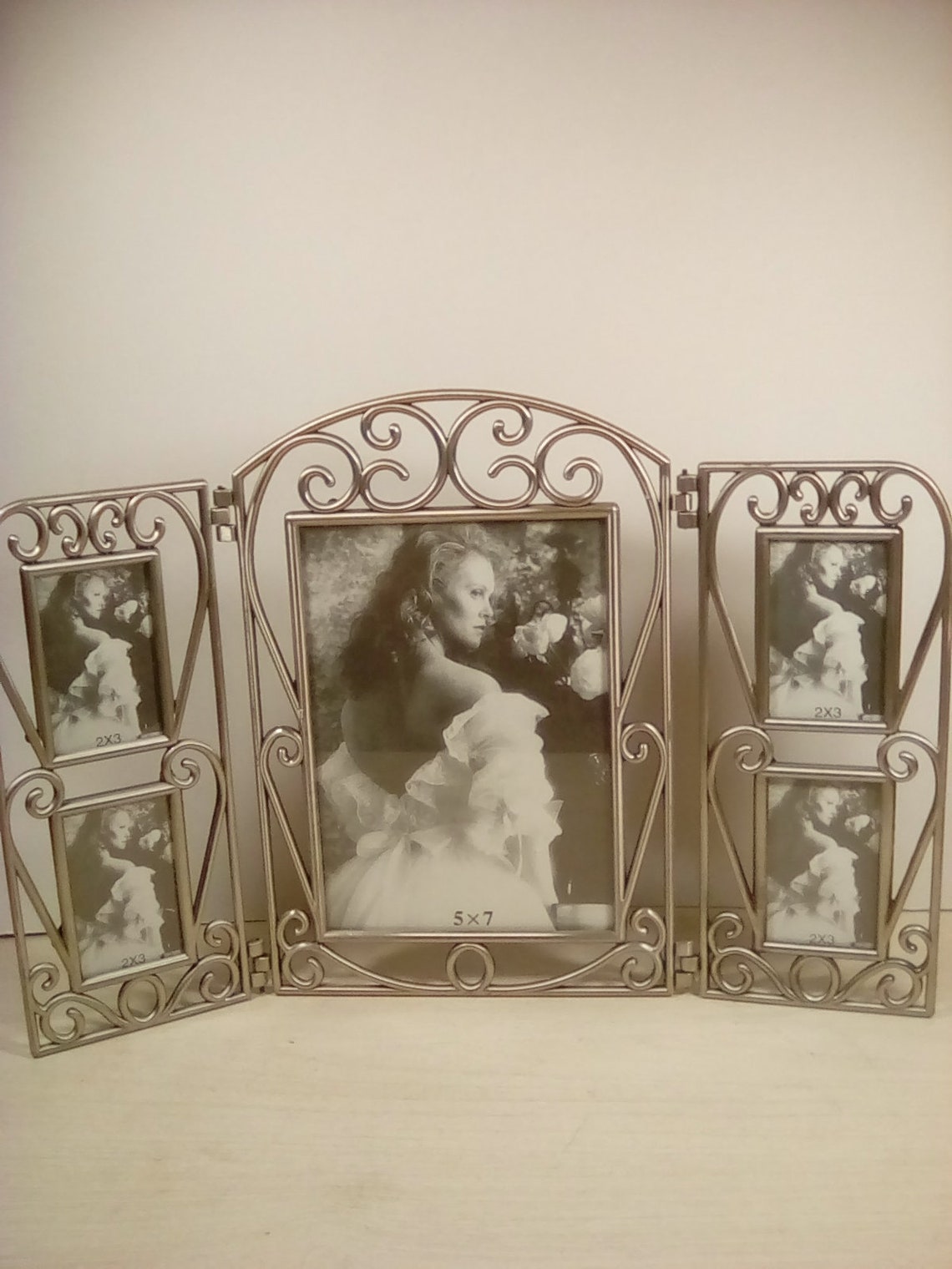 Stunning Tri fold silver metal photo frame | Etsy