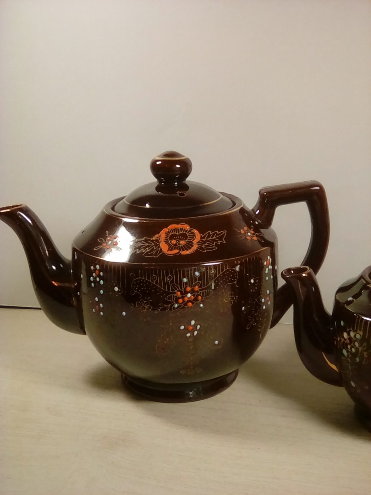 2 Dark Brown Tea Pots With Raised Dots | Etsy