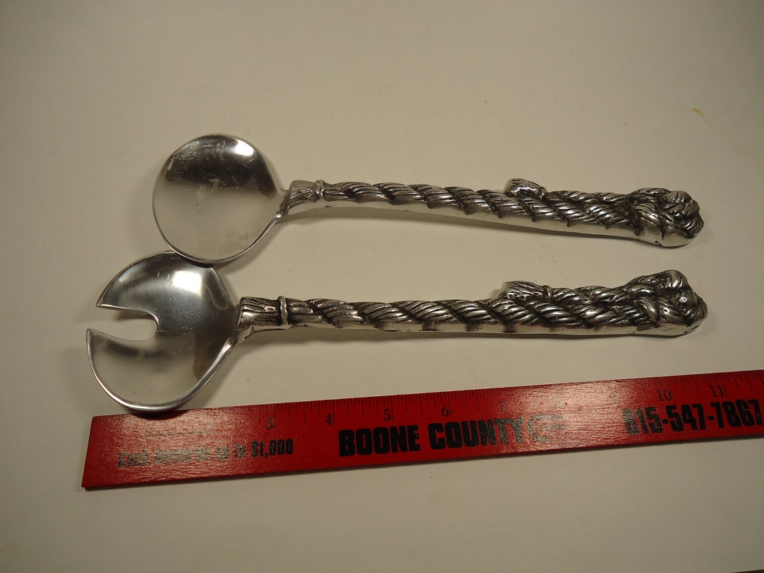 Set of 2 Nora Metal Rope Design Spoon & Fork Salad Utensils - Etsy