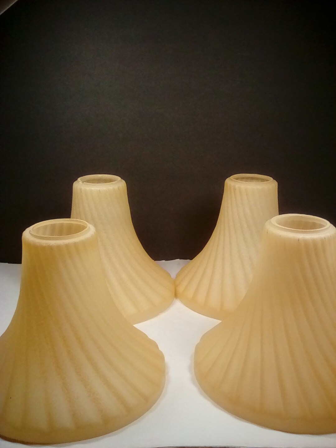 4 Yellow Satin Swirl Ribbed Bell Shape Design Globes - Etsy