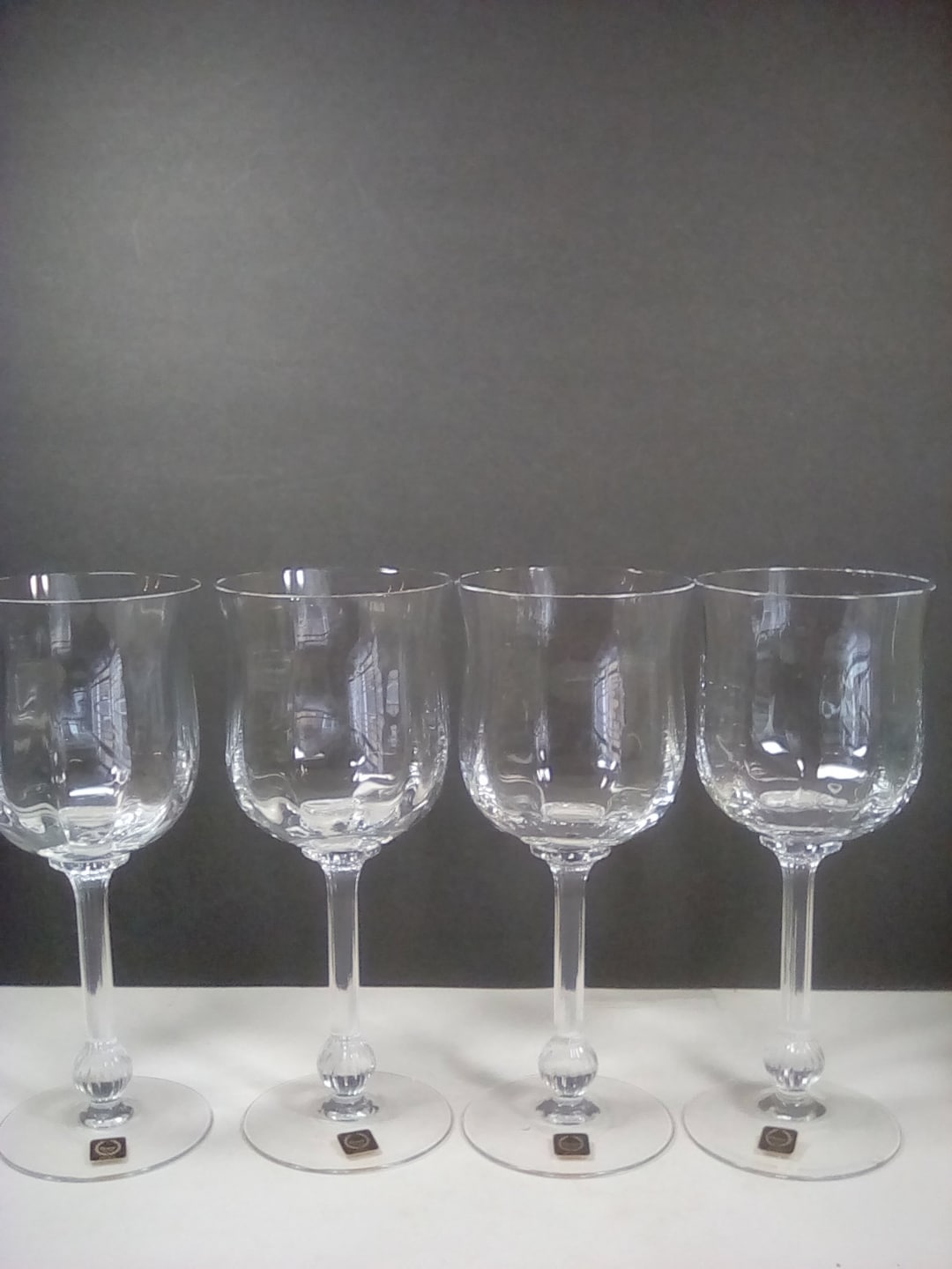 RARE FIND 4 CARICO Fine Lead Crystal Tall Stemmed Wine Glasses Crafted ...