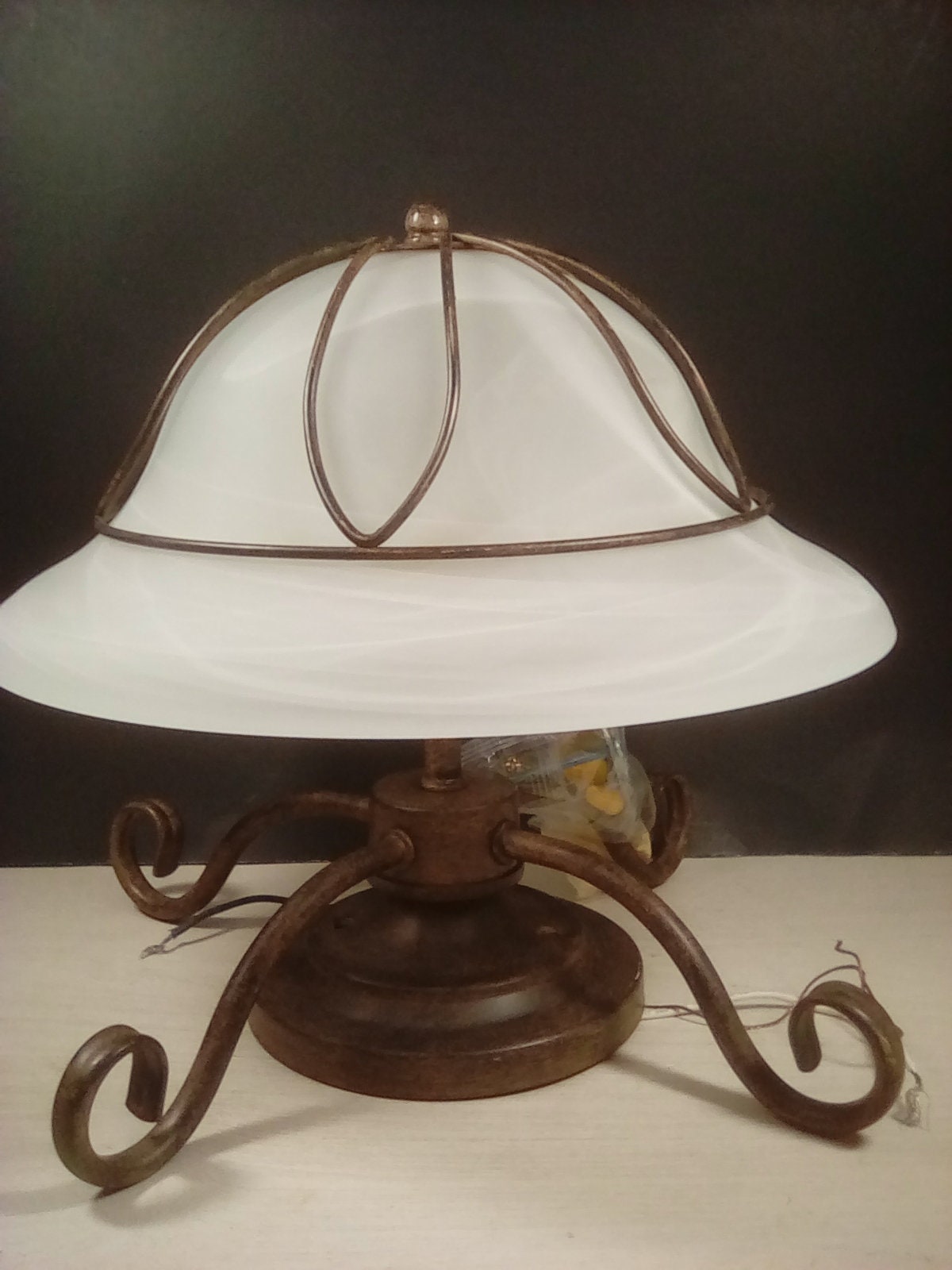 Frosted Swirl Glass Design Metal Base Light Fixture - Etsy