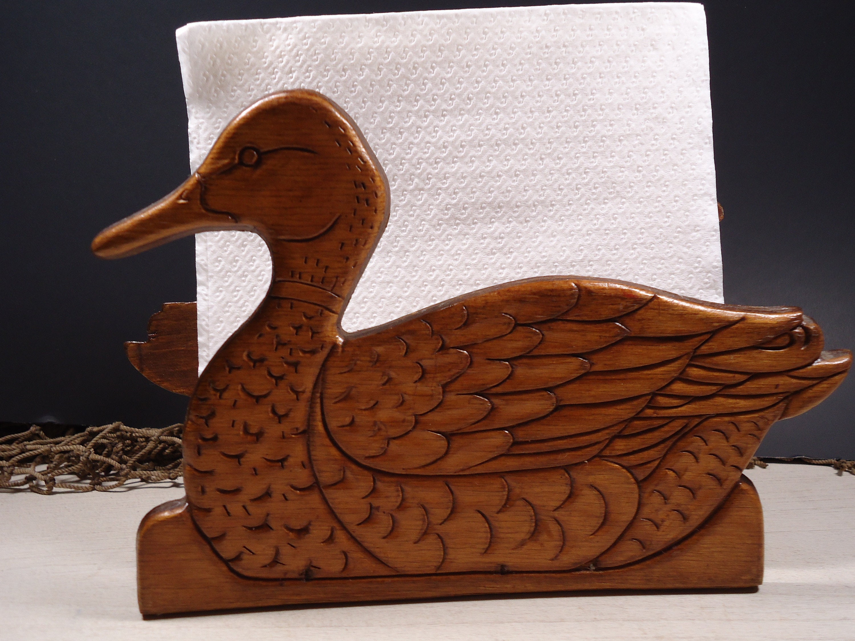 Wooden duck napkin holder | Etsy