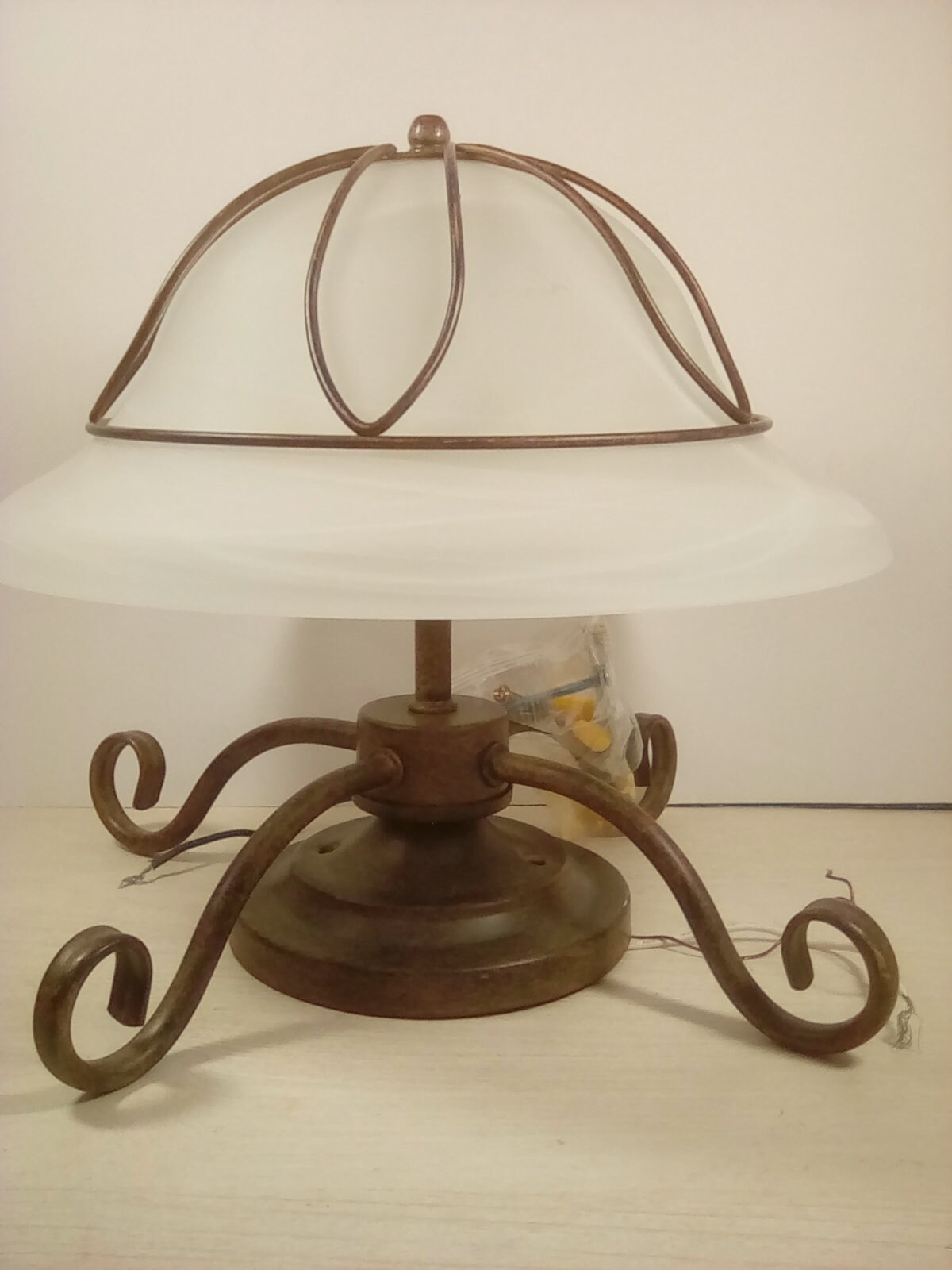 Frosted Swirl Glass Design Metal Base Light Fixture - Etsy