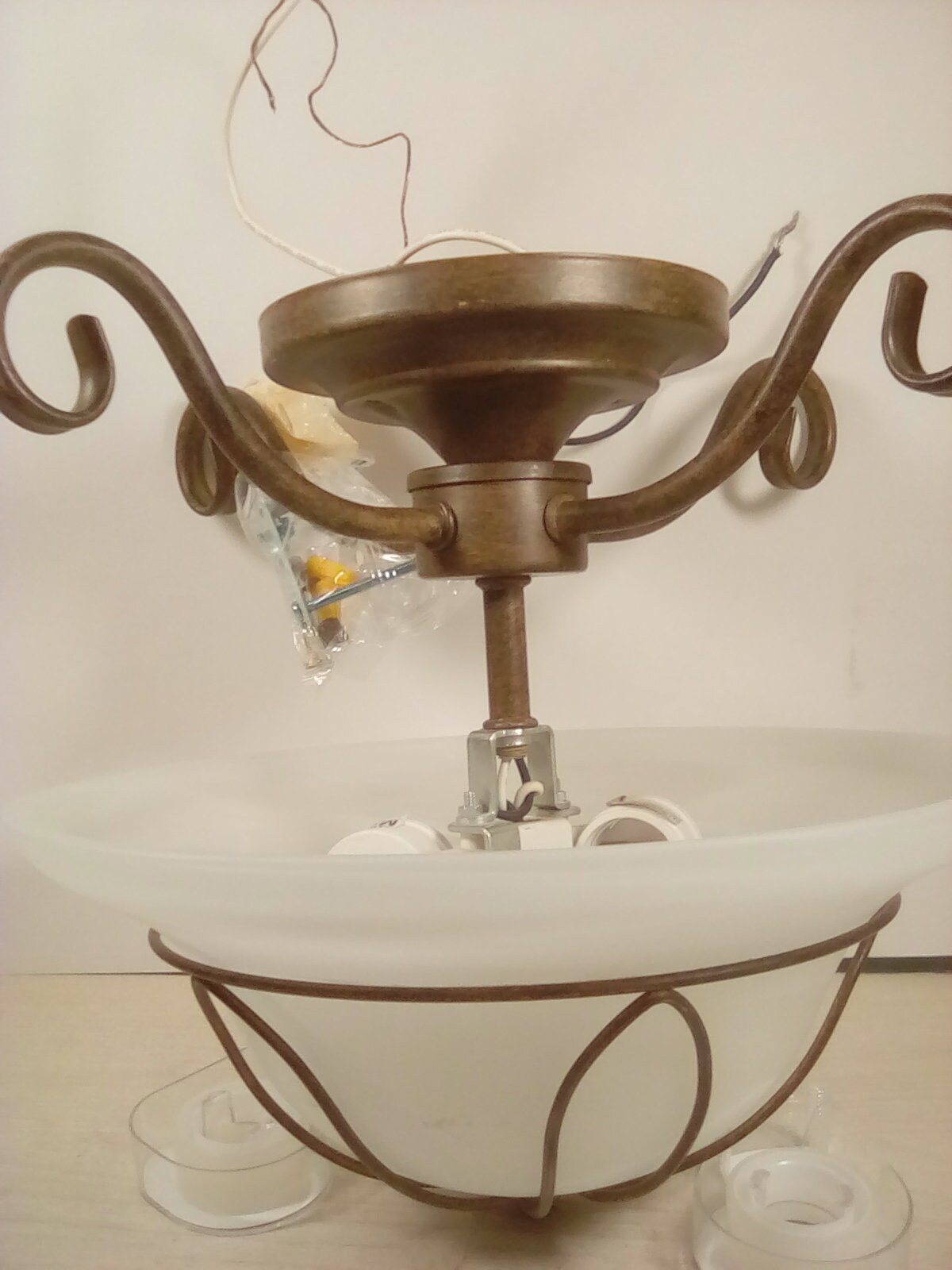 Frosted Swirl Glass Design Metal Base Light Fixture - Etsy