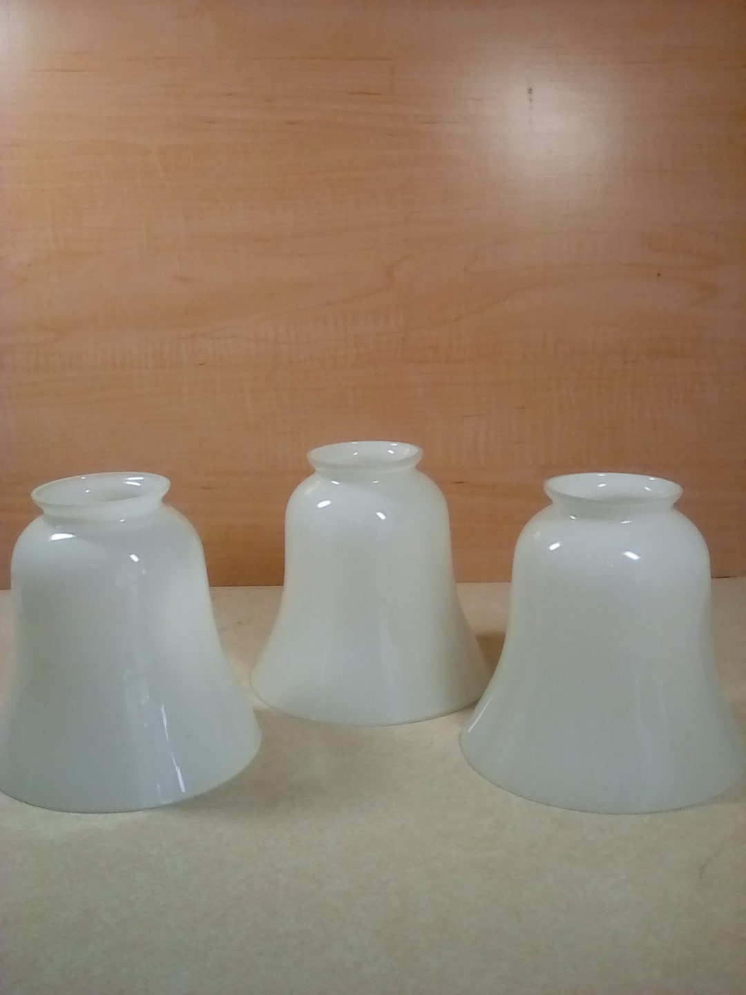 3 Milk Glass Bell Shape Design Globes - Etsy