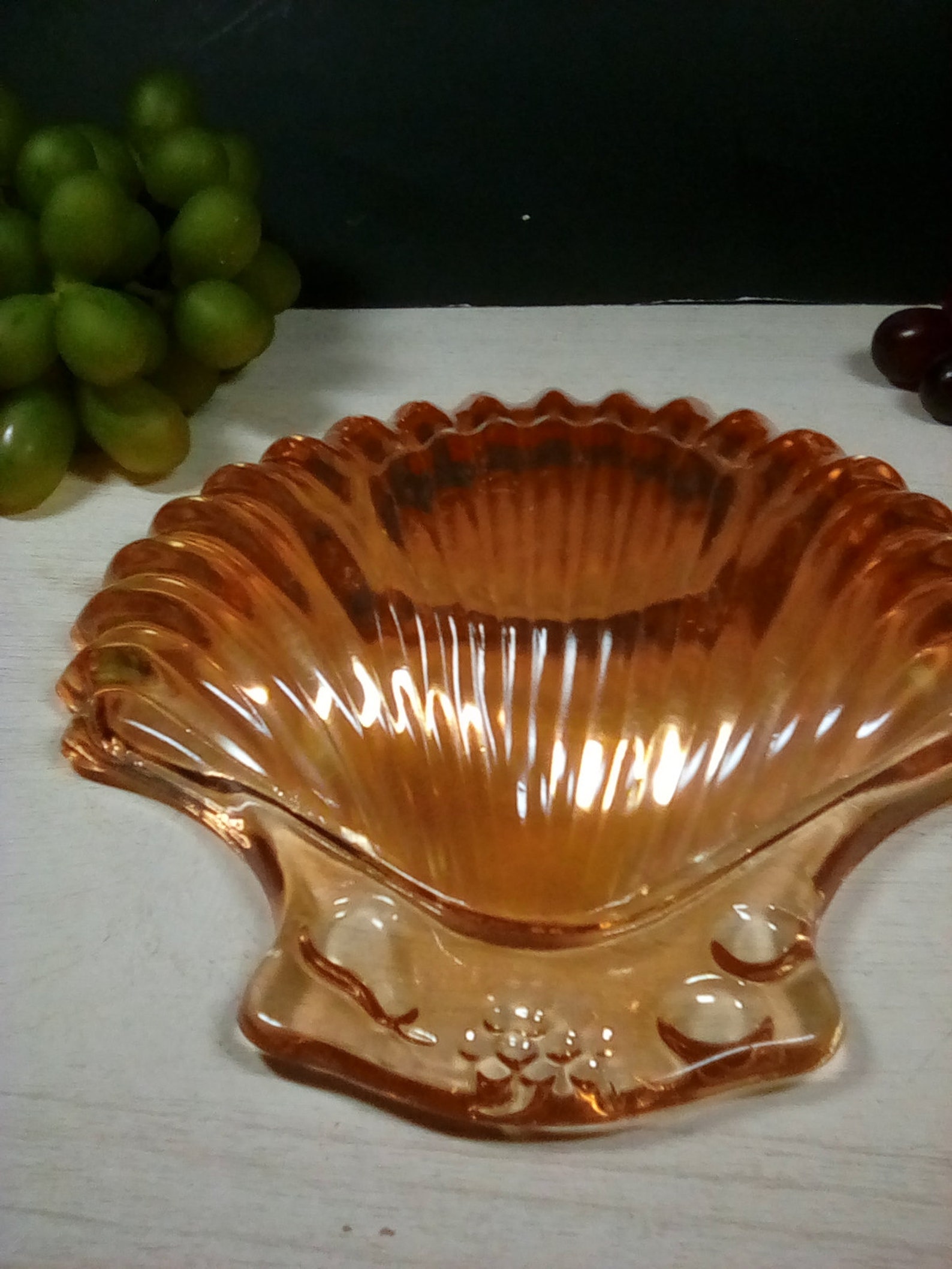 Shell Shape Carnival Glass Dish - Etsy