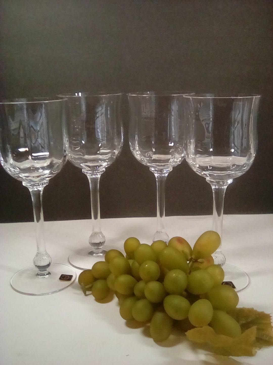 RARE FIND 4 CARICO Fine Lead Crystal Stemmed Wine Glasses Crafted in ...