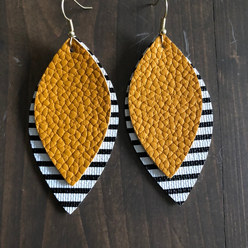 Leather Leaf Earrings - Etsy