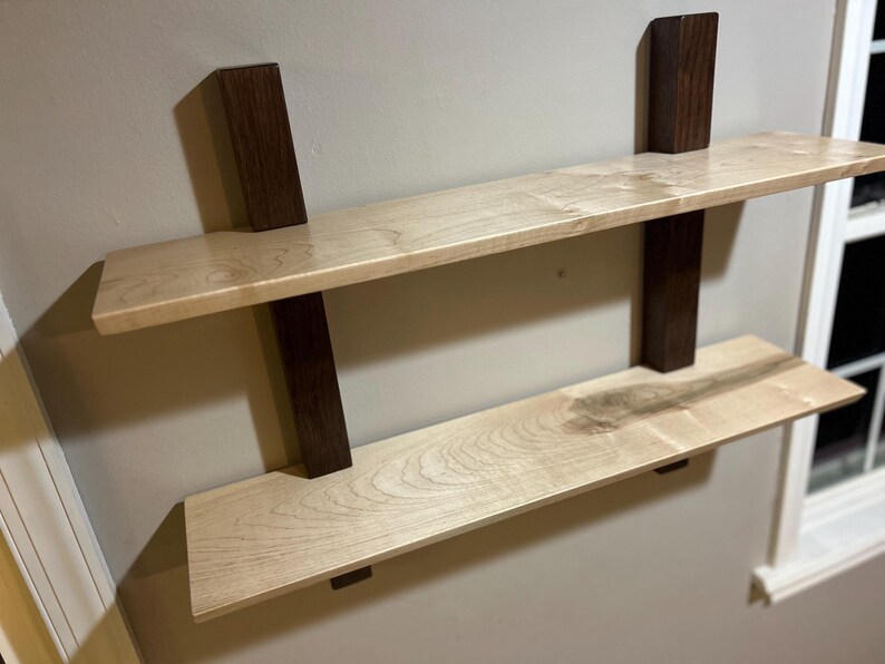Black Walnut, Maple, Double, Two Tier, Floating Shelf - Etsy
