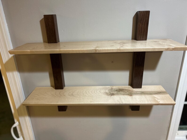 Black Walnut, Maple, Double, Two Tier, Floating Shelf - Etsy