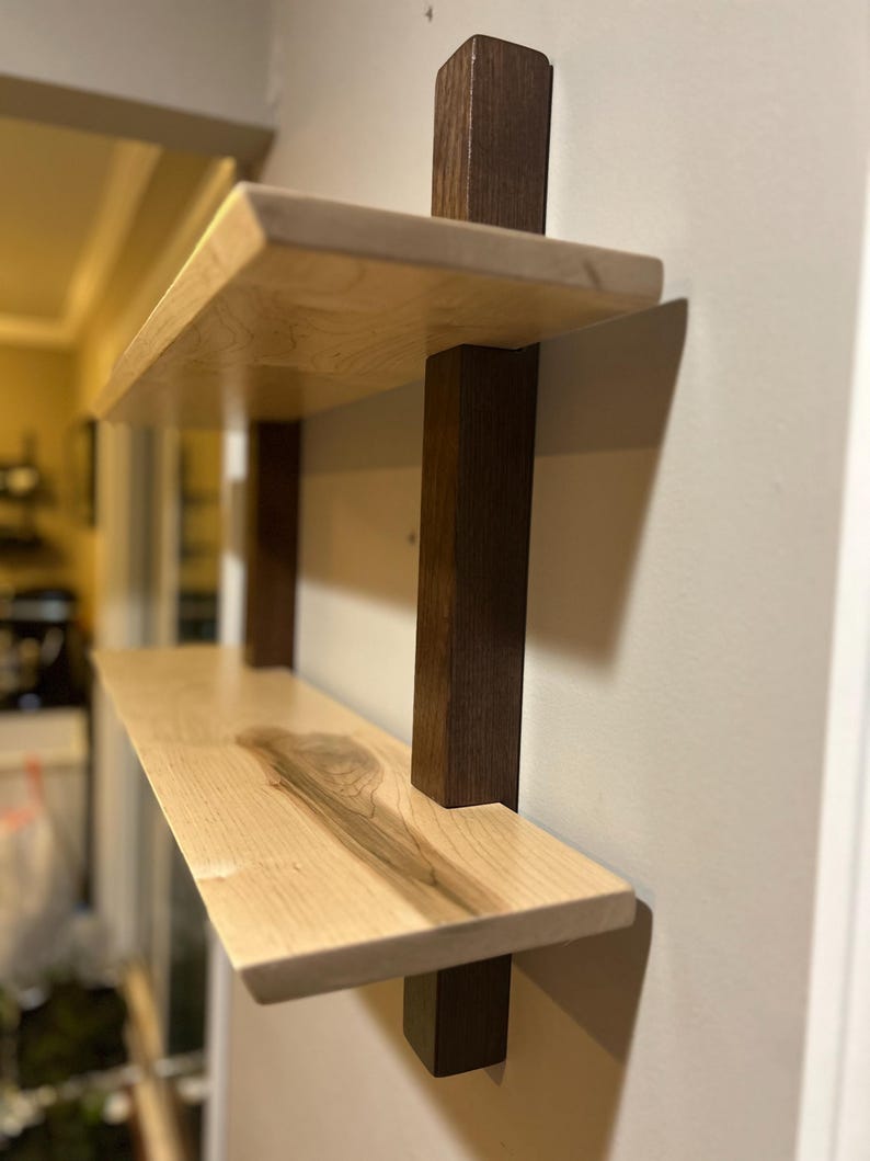 Black Walnut, Maple, Double, Two Tier, Floating Shelf - Etsy