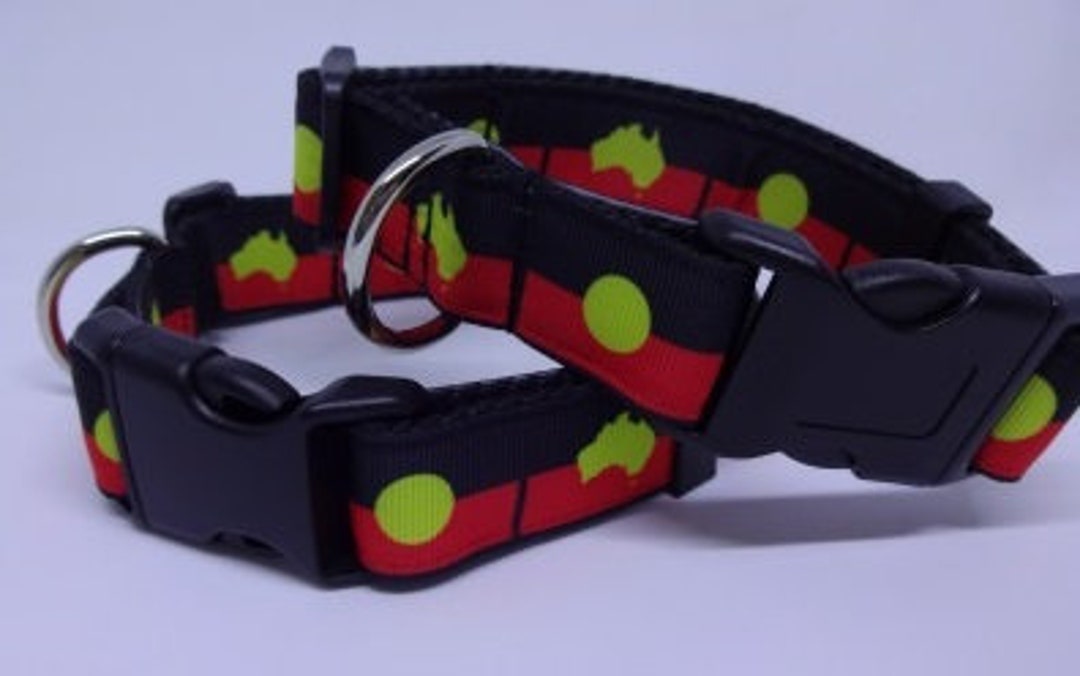 Australian Aboriginal Flag, Adjustable Dog Collar, 25mm Wide and in Two ...