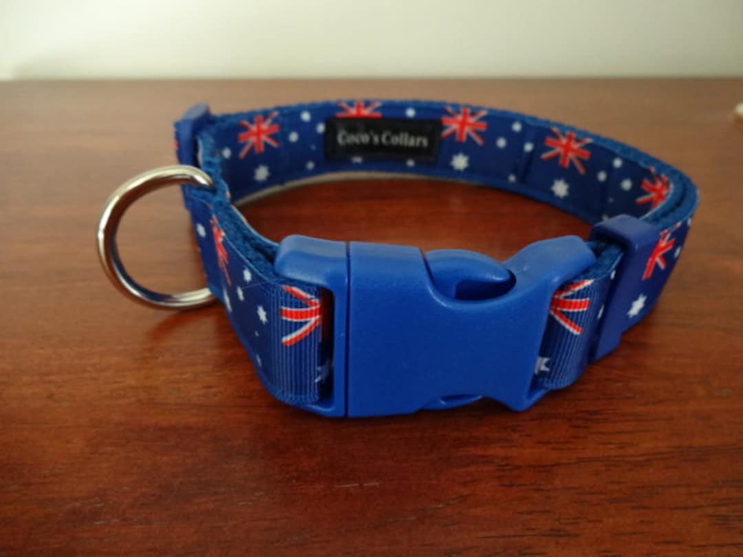 Australian Flag, Adjustable Dog Collar, 25mm Wide and in Two Lengths ...