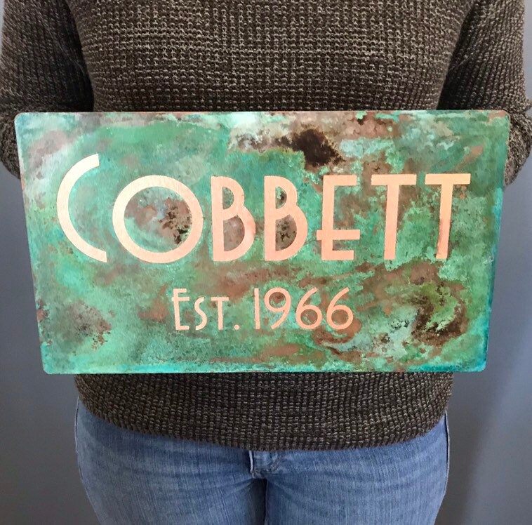 Copper Custom Sign- Personalized With Last Name - Copper Patina Sign ...