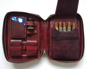 Leather cigar case | Etsy