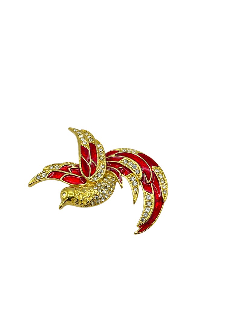 Giorgio Gold Red Enamel Bird of Paradise Vintage Designer Brooch - Etsy