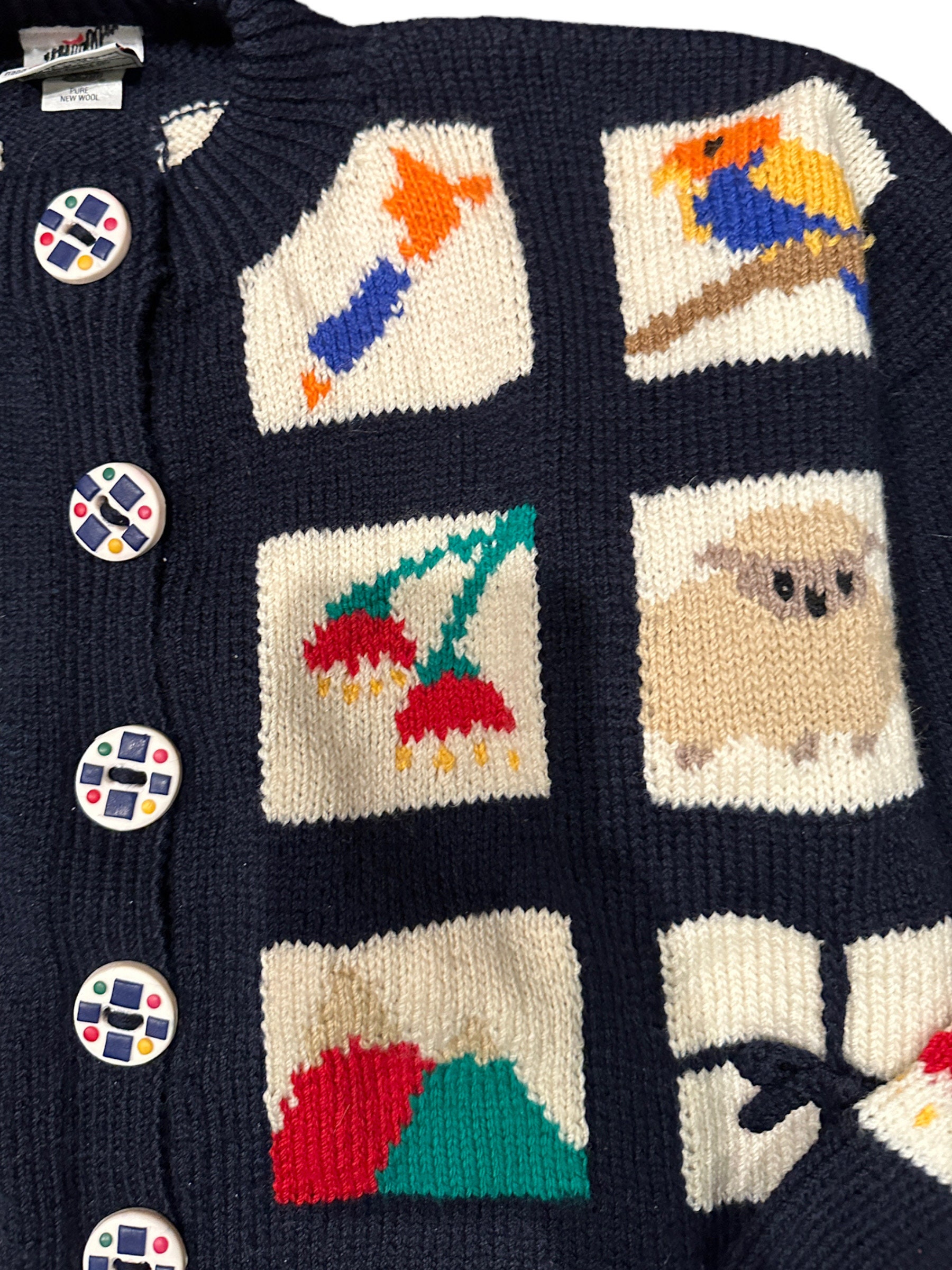 Bonz New Zealand Wool Holiday Vintage Button Cardigan Sweater - Etsy