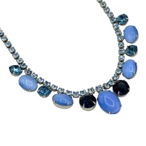 Vintage Blue Rhinestone Choker Necklace Vintage Rhinestone Necklace - Etsy