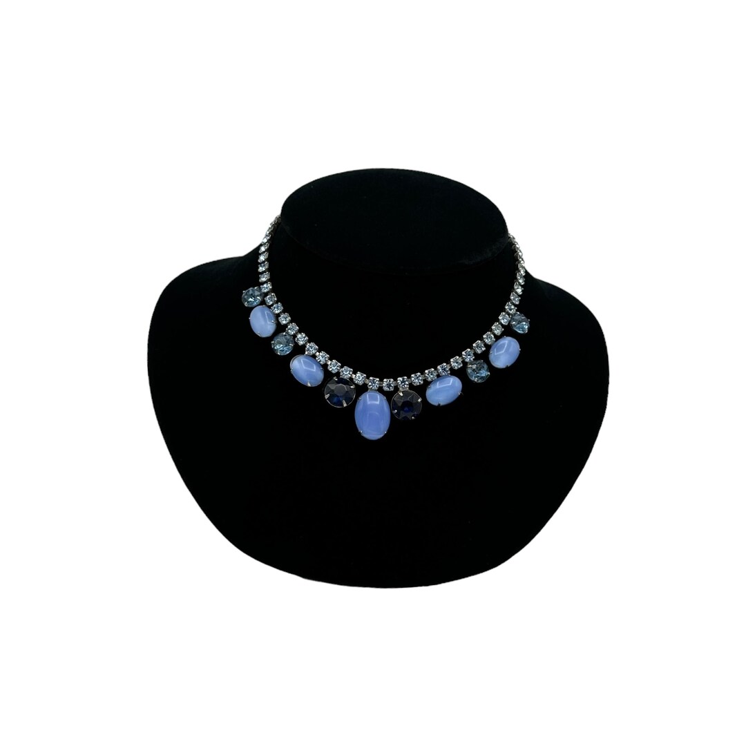 Vintage Blue Rhinestone Choker Necklace Vintage Rhinestone Necklace - Etsy